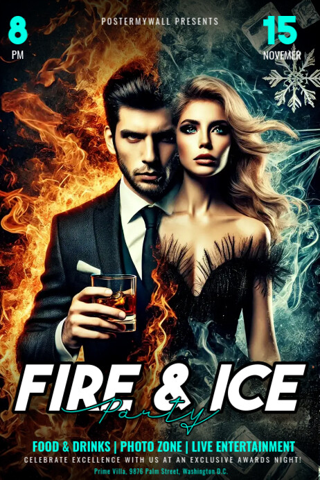 Fire And Ice Party Poster Template | PosterMyWall