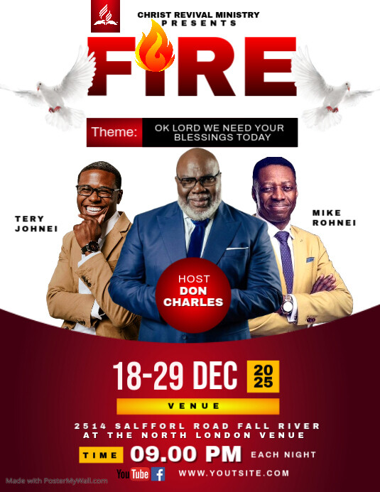 FIRE CONFERENCE CHURCH Template | PosterMyWall