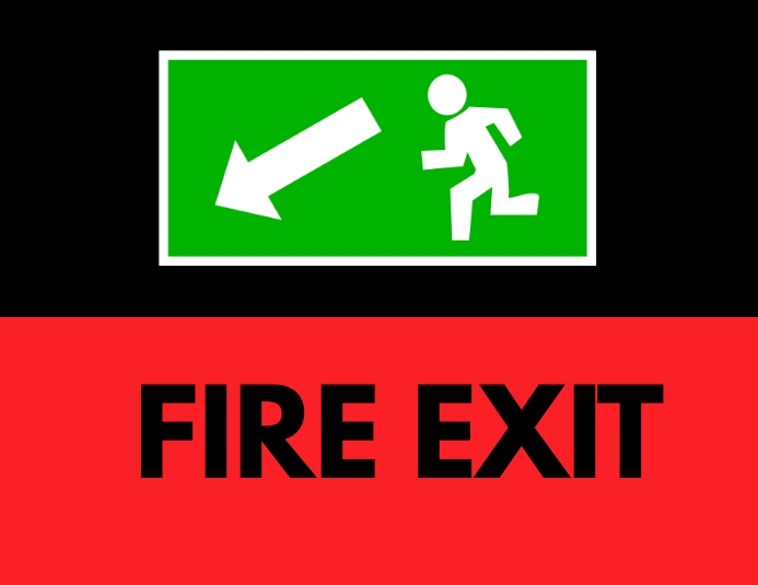 Fire exit emergency signboard template | PosterMyWall