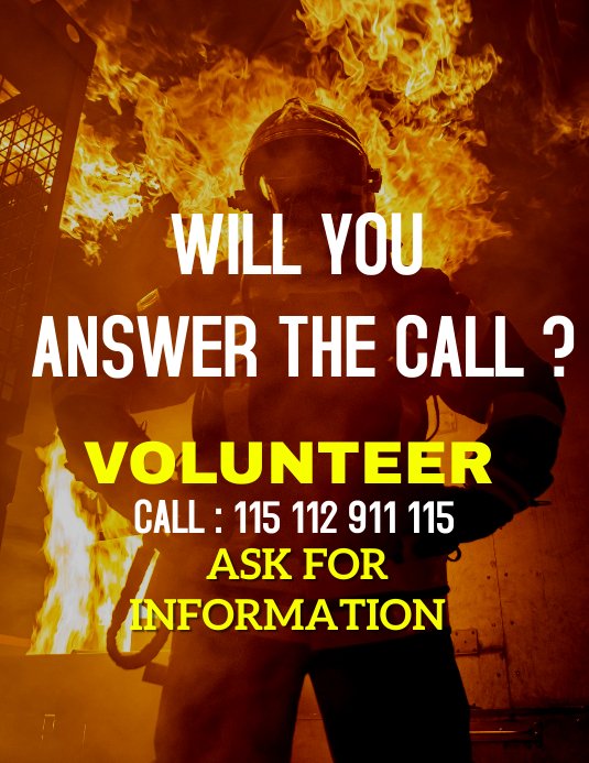 Fire fighter volunteers flyer Template | PosterMyWall