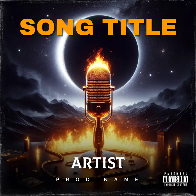 fire microphone Album cover art Template | PosterMyWall