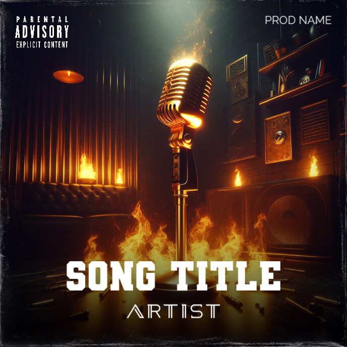fire microphone Album cover art Template | PosterMyWall