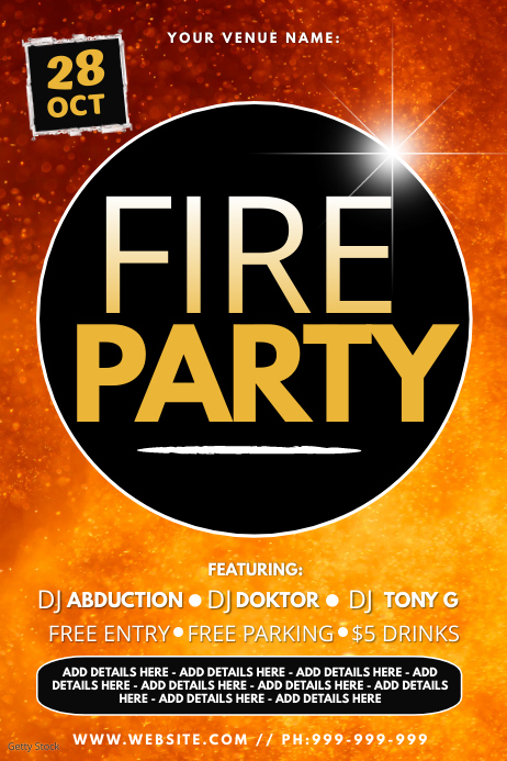 Fire Party Poster Template | PosterMyWall