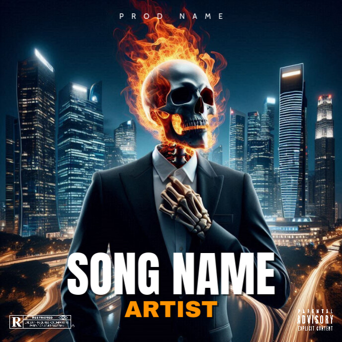 Fire skeleton mixtape album cover Template | PosterMyWall