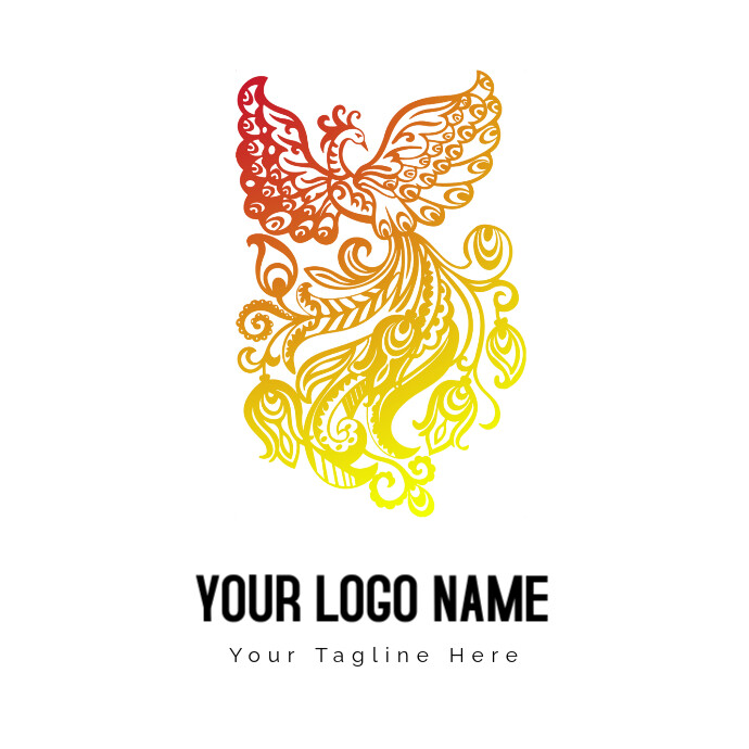 Firebird Stencil Drawing Art Logo Template | PosterMyWall