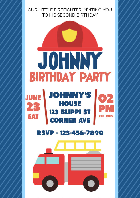 Firefighter Birthday Party Invitation Template | PosterMyWall