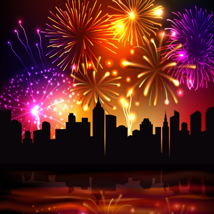 Copy of Fireworks city background design | PosterMyWall