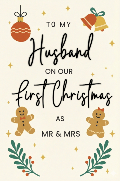 First Christmas as Mr & Mrs Poster | Husband Holiday Gift Wall Art ...