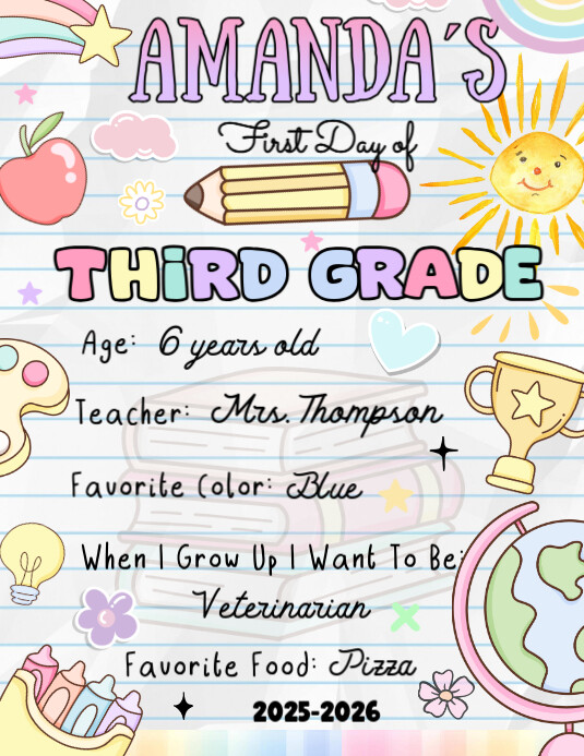 Copy of First Day of 3rd Grade | PosterMyWall