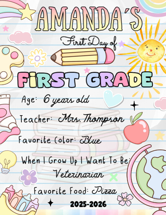 First Day of First Grade poster Template | PosterMyWall