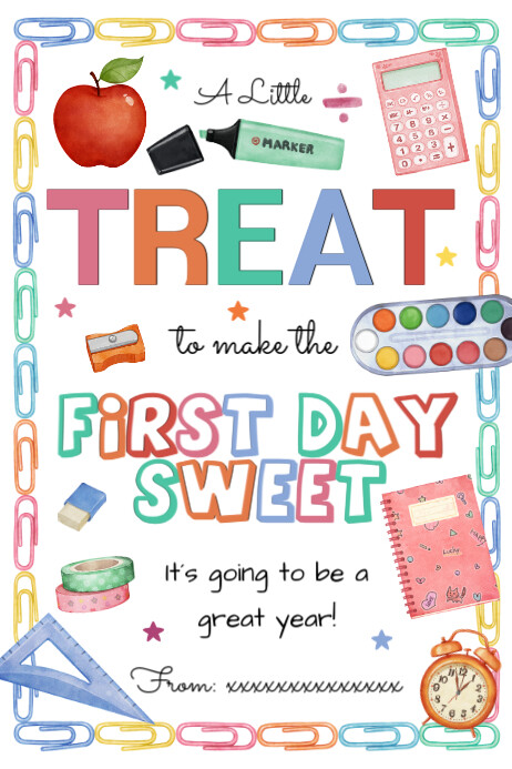 Copy of First day of school sweet treat tag | PosterMyWall