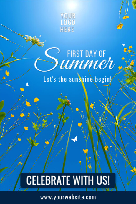 First Day of Summer Flyer – Bright Sky & Wildflowers, Celebrate the ...