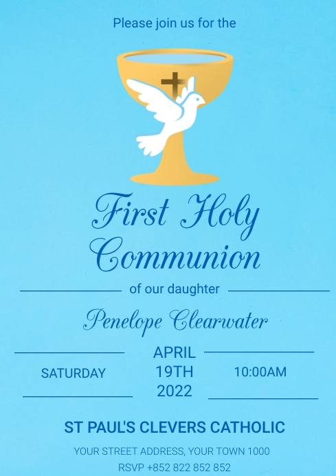 FIRST HOLY COMMUNION Template | PosterMyWall