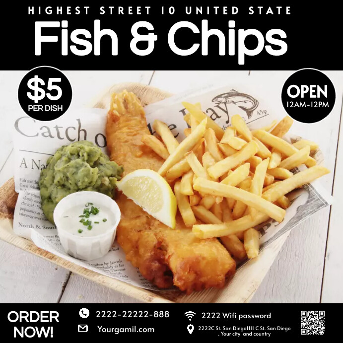 Copy of Fish and Chips Flyer Fish Fry Flyer , Food Fl | PosterMyWall