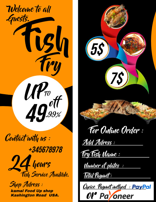 Fish Fry Flyer, Restaurant Flyer Template | PosterMyWall