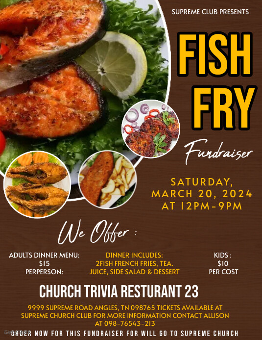 Fish Fry Fundraiser Flyer Fish party Template | PosterMyWall