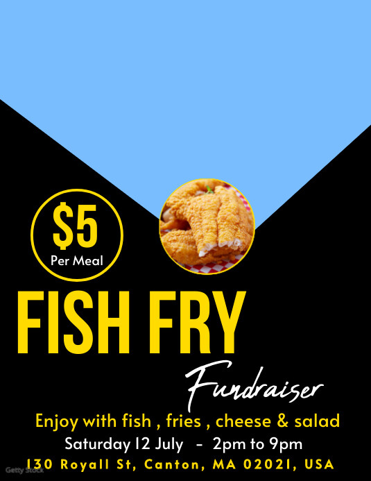 Plantilla de Fish Fry Fundraiser Flyer Template, Fish Fry | PosterMyWall