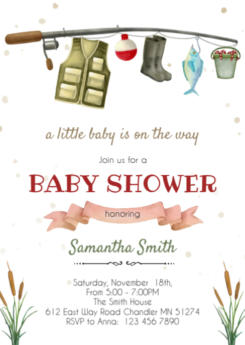 Fishing Baby Shower Invitation Template | PosterMyWall