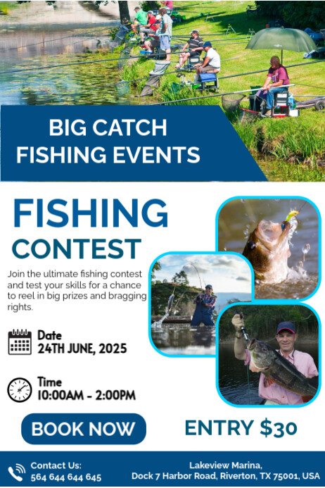 Copy of Fishing Contest Poster Design Template | PosterMyWall