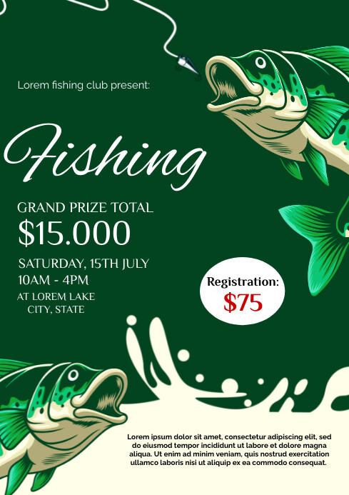 Fishing Contest Tournament A4 Template | PosterMyWall
