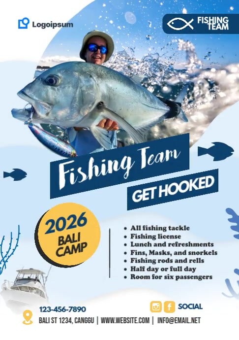 Fishing Template A4 เทมเพลต | PosterMyWall