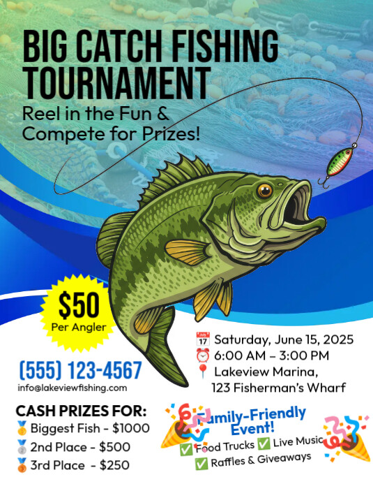 Fishing Tournament Flyer (us Letter) Template | PosterMyWall