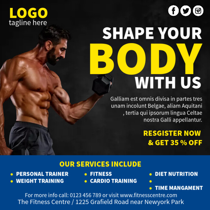 Plantilla de Fitness Body Ads | PosterMyWall