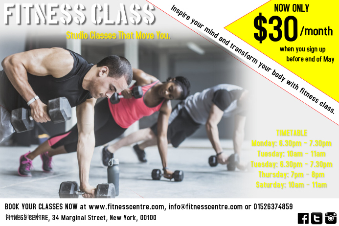 Fitness Class Template | PosterMyWall
