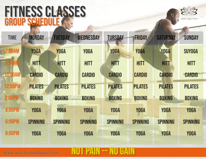 Plantilla de Group Fitness Class Schedule | PosterMyWall