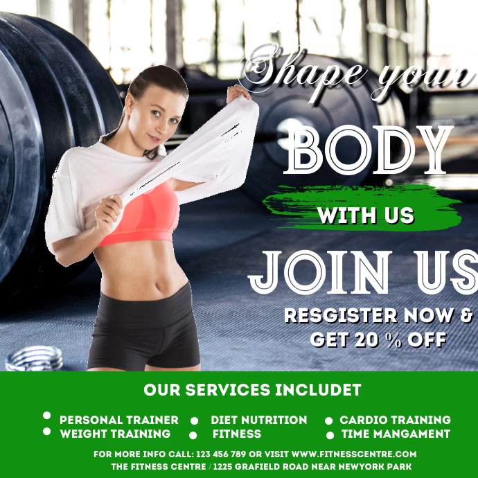 fitness flyer, body building, gym Template | PosterMyWall