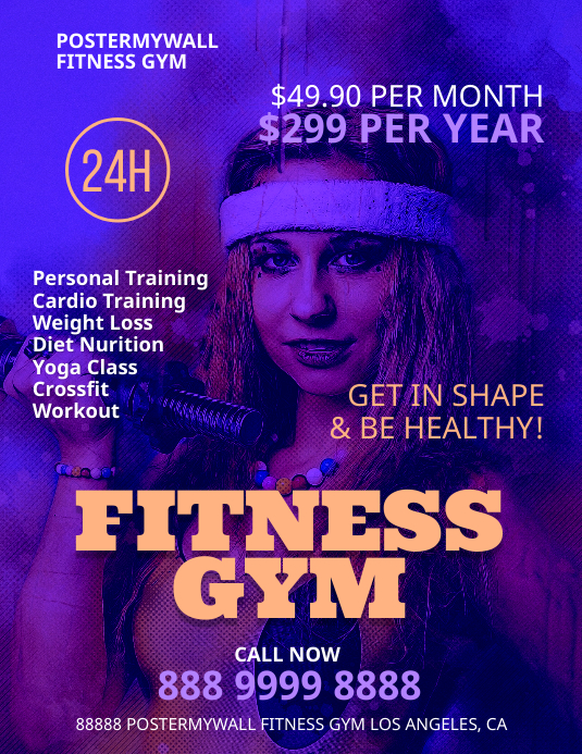Fitness Gym Flyer Template Get In Shape | PosterMyWall