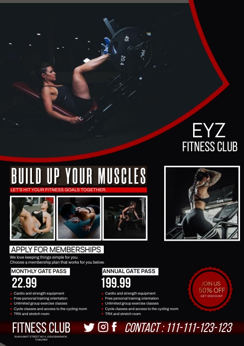 Fitness gym flyers Template | PosterMyWall