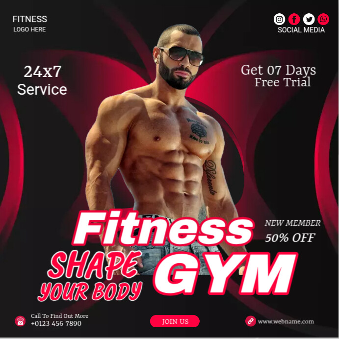 Fitness Gym Square Ads Template | PosterMyWall