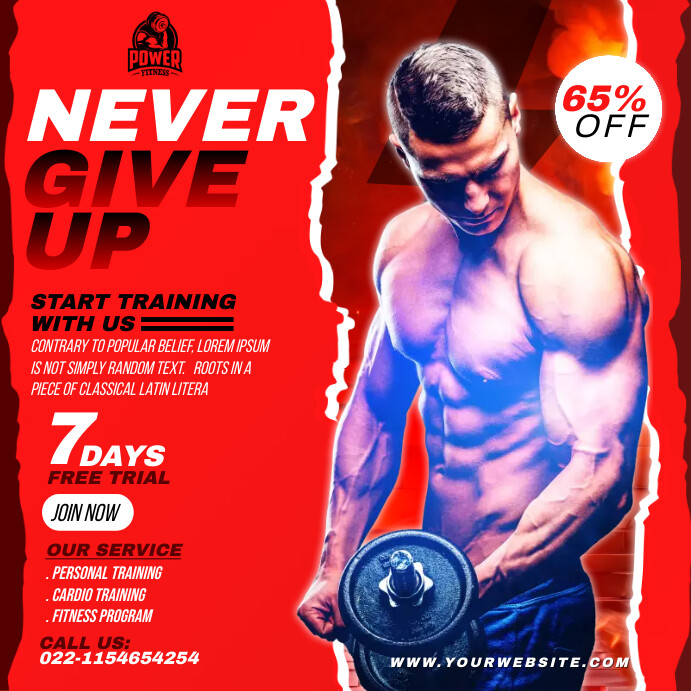 Fitness gym workout flyer Template | PosterMyWall