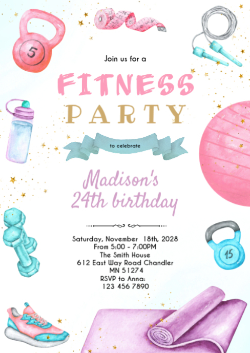 Fitness gymnastic theme invitation Template | PosterMyWall