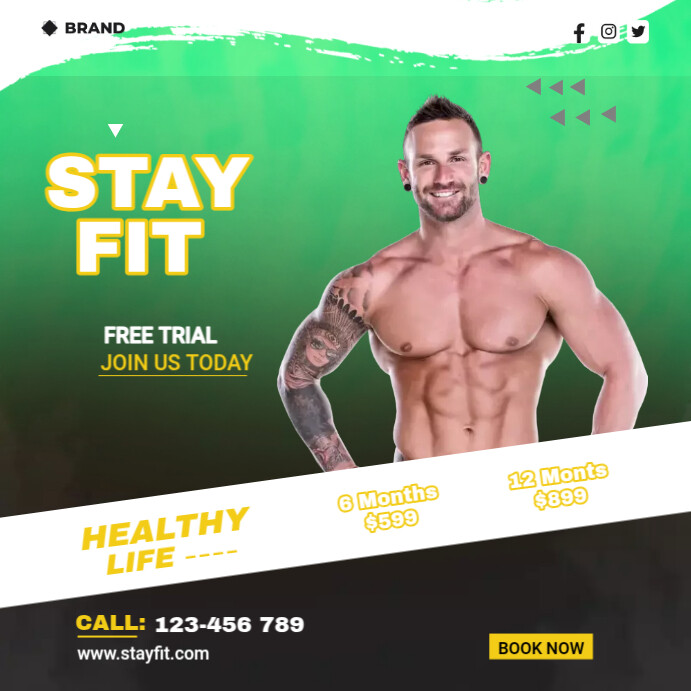 Fitness Instagram Ads Template | PosterMyWall