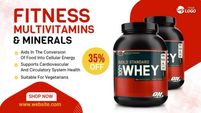 Plantilla de Fitness multivitamin suppliment banner ad | PosterMyWall