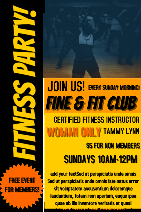 FITNESS PARTY Template | PosterMyWall