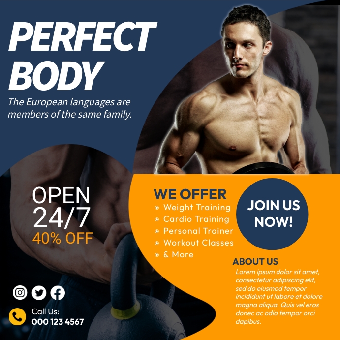 Fitness Perfect Body Ads Template | PosterMyWall