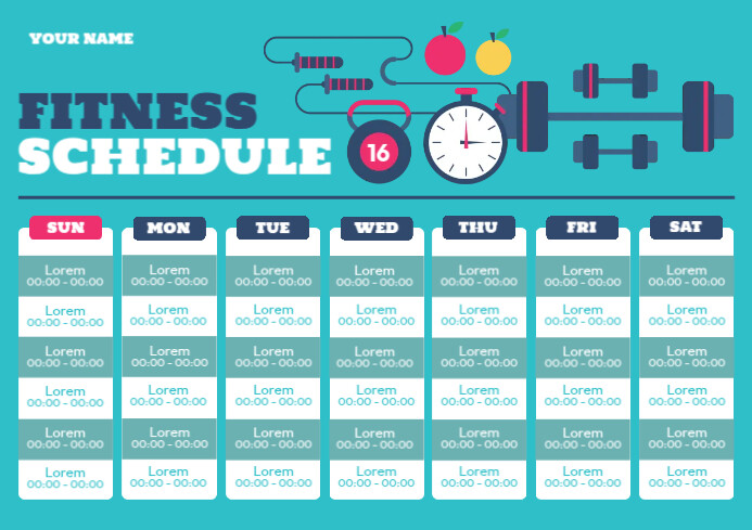 Fitness Schedule Sheet Template | PosterMyWall