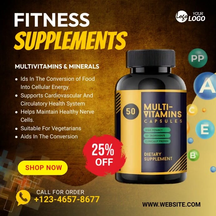 Fitness Supplements Banner Ad Design Template | PosterMyWall