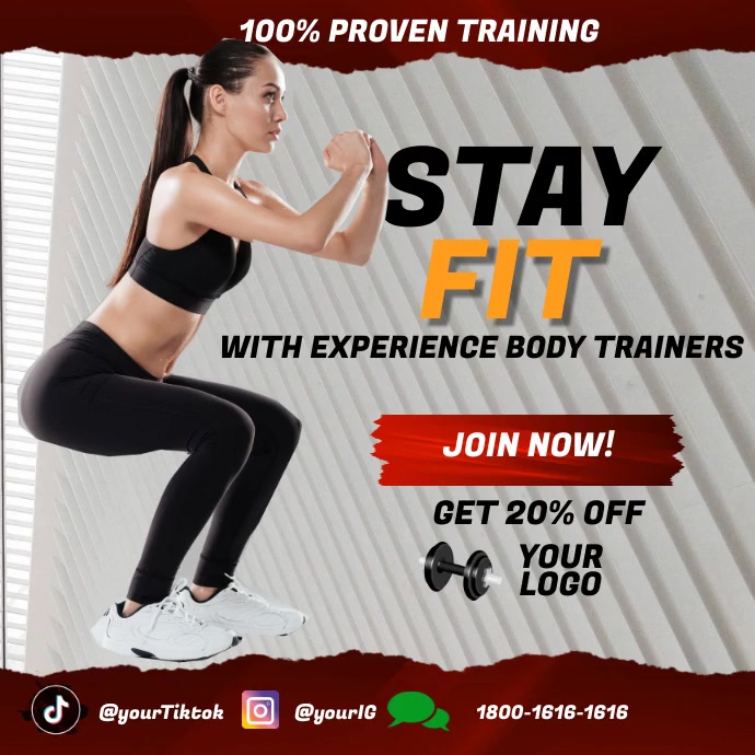 Plantilla de Publicitario de Redes Sociales de Entrenador Físico ...