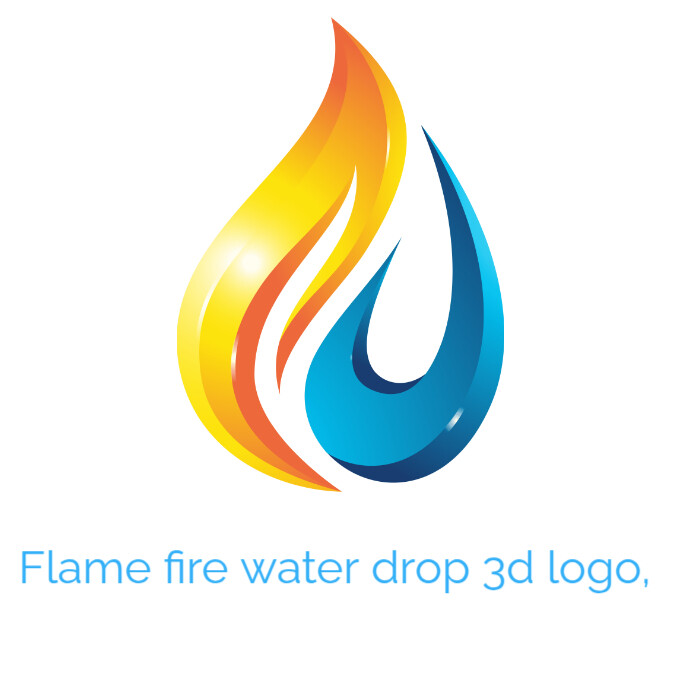 Flame fire water drop 3D logo Template | PosterMyWall