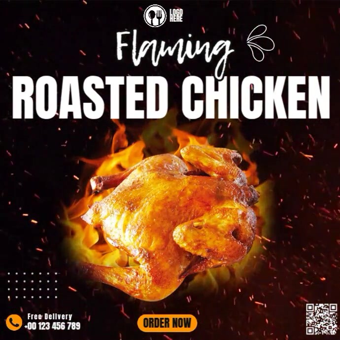 Flaming Roasted Chicken Template | PosterMyWall