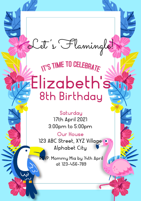 Flamingo Birthday Invitation Template | PosterMyWall