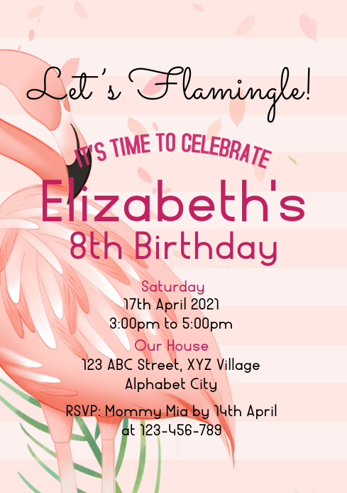 Flamingo Birthday Invitation Template | PosterMyWall