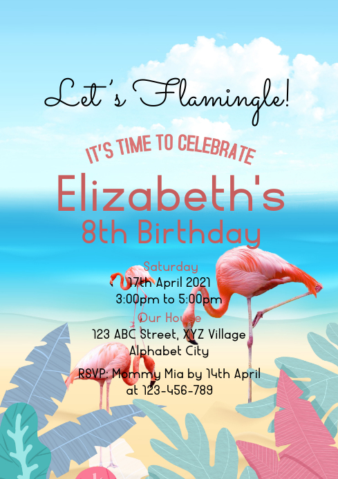 Flamingo Birthday Invitation Template | PosterMyWall