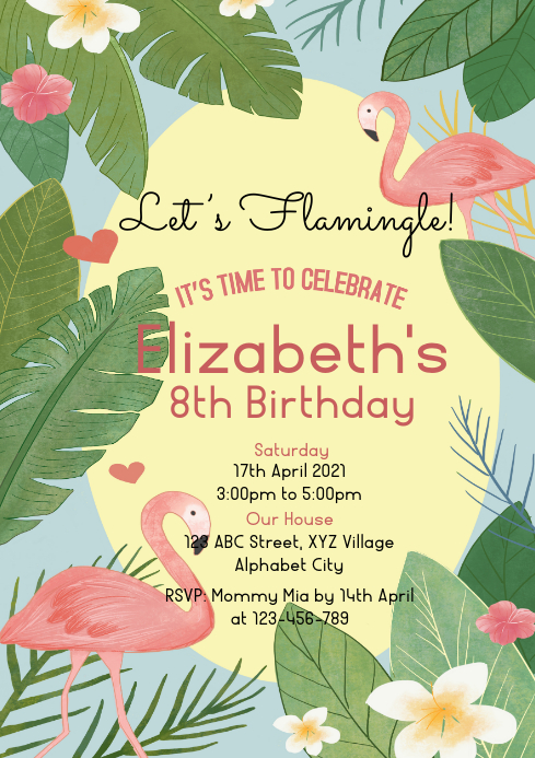 Flamingo Birthday Invitation Template | PosterMyWall