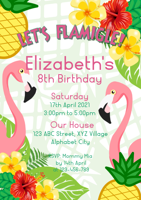 Flamingo Birthday Invitation Template | PosterMyWall