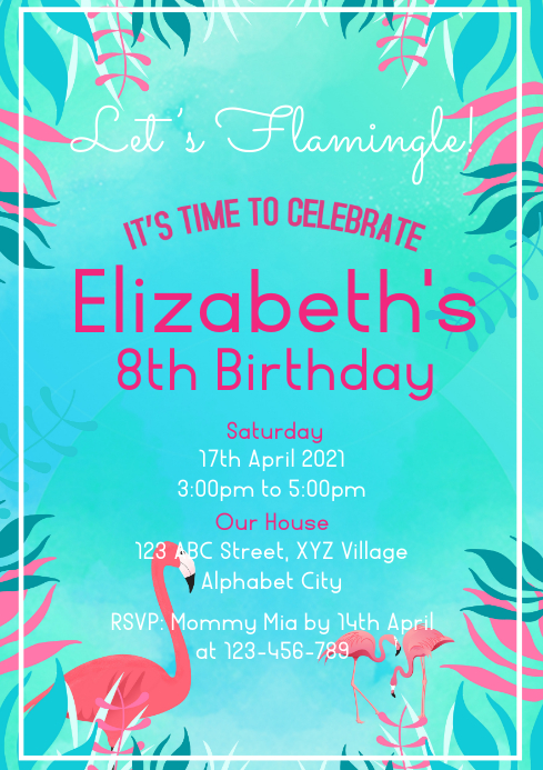 Flamingo Birthday Invitation Template | PosterMyWall